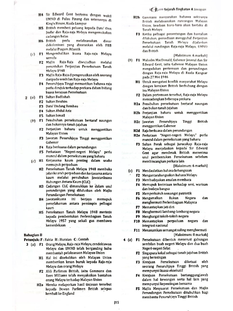 Jawapan Sejarah F4 | PDF