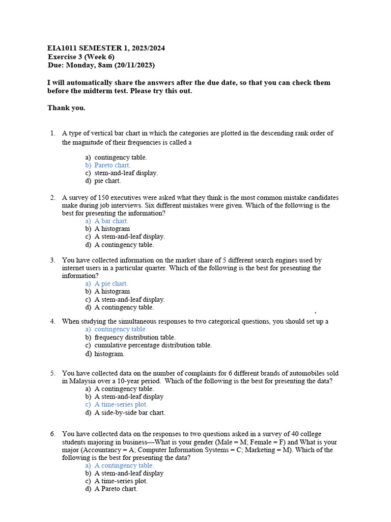 Exercise 3 - Week 6 | PDF | Chart | Histogram