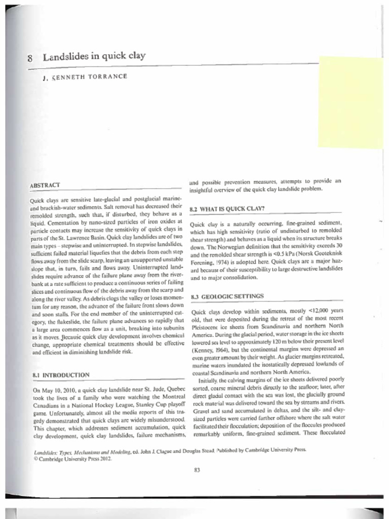 Landslide in Quick Clay Jkenneth Torrance | PDF