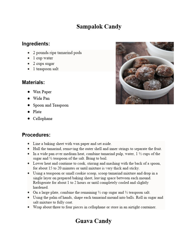 Candy Procedures | PDF | Spoon | Teaspoon