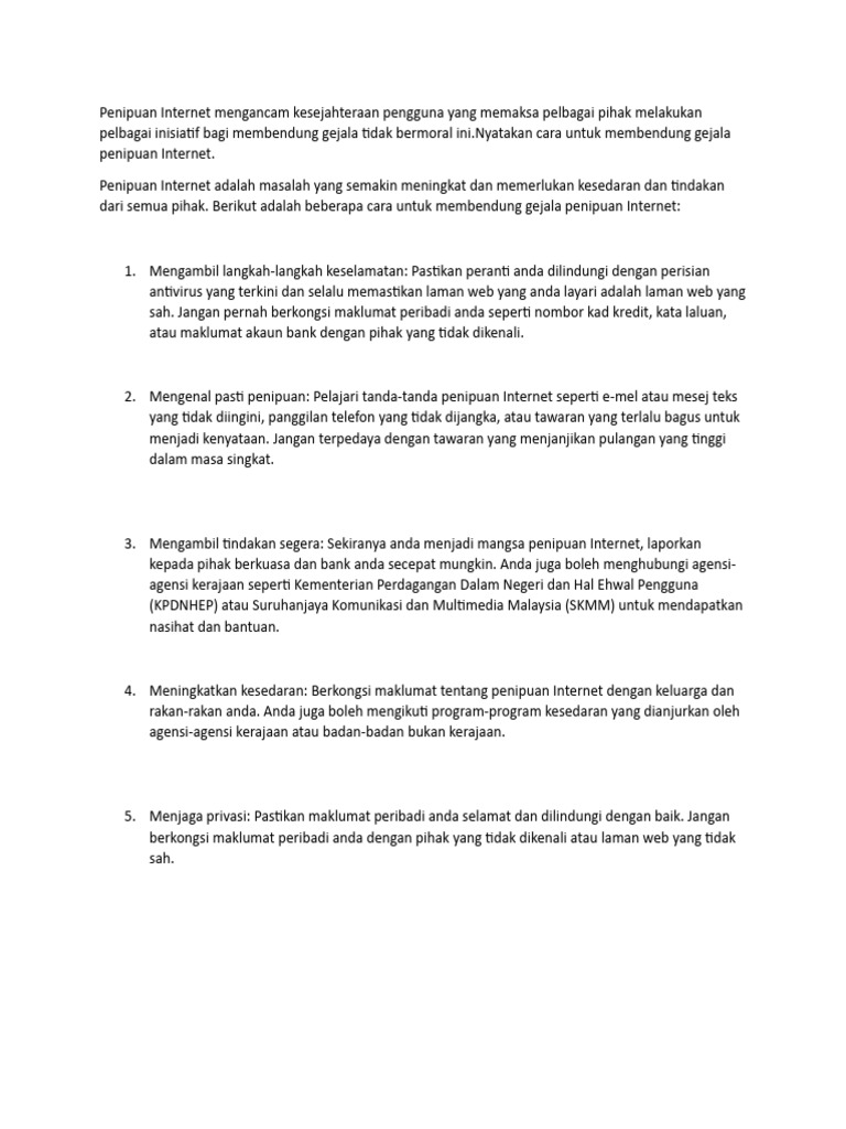 Cara Untuk Membendung Gejala Penipuan Internet Pdf