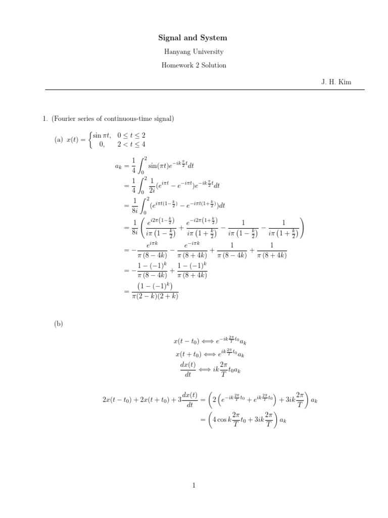 Signal and System HW2 - Solution | PDF | Signal Processing | Computer ...