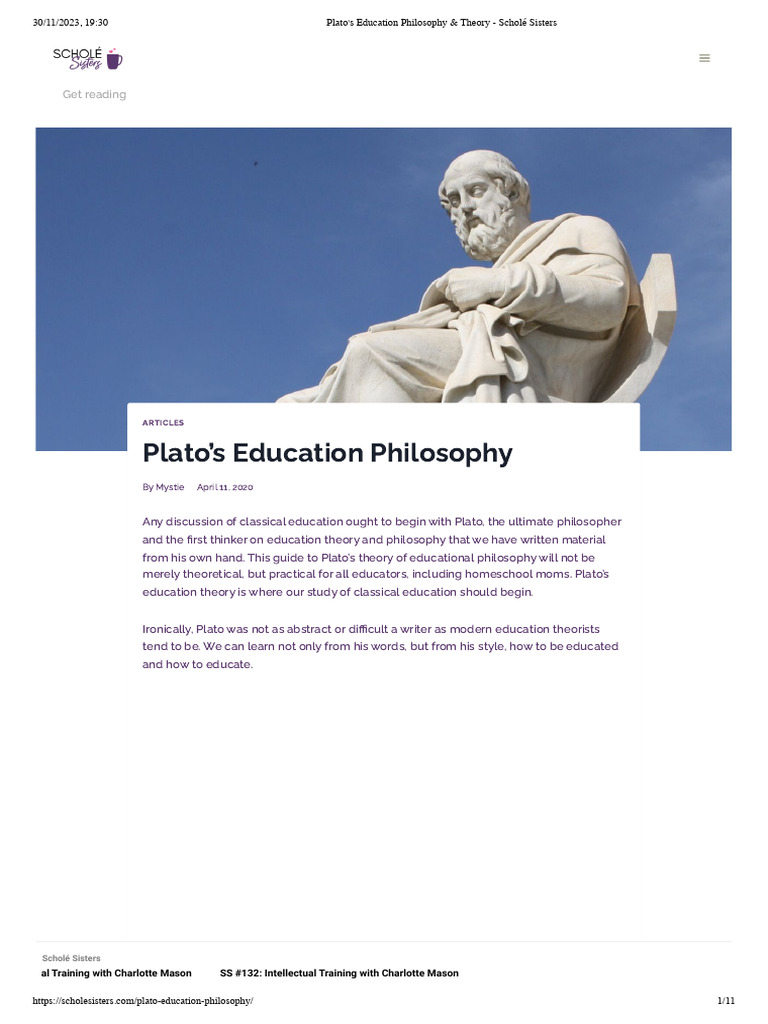 Plato's Educational Philosophy Guide | PDF | Plato | Socrates