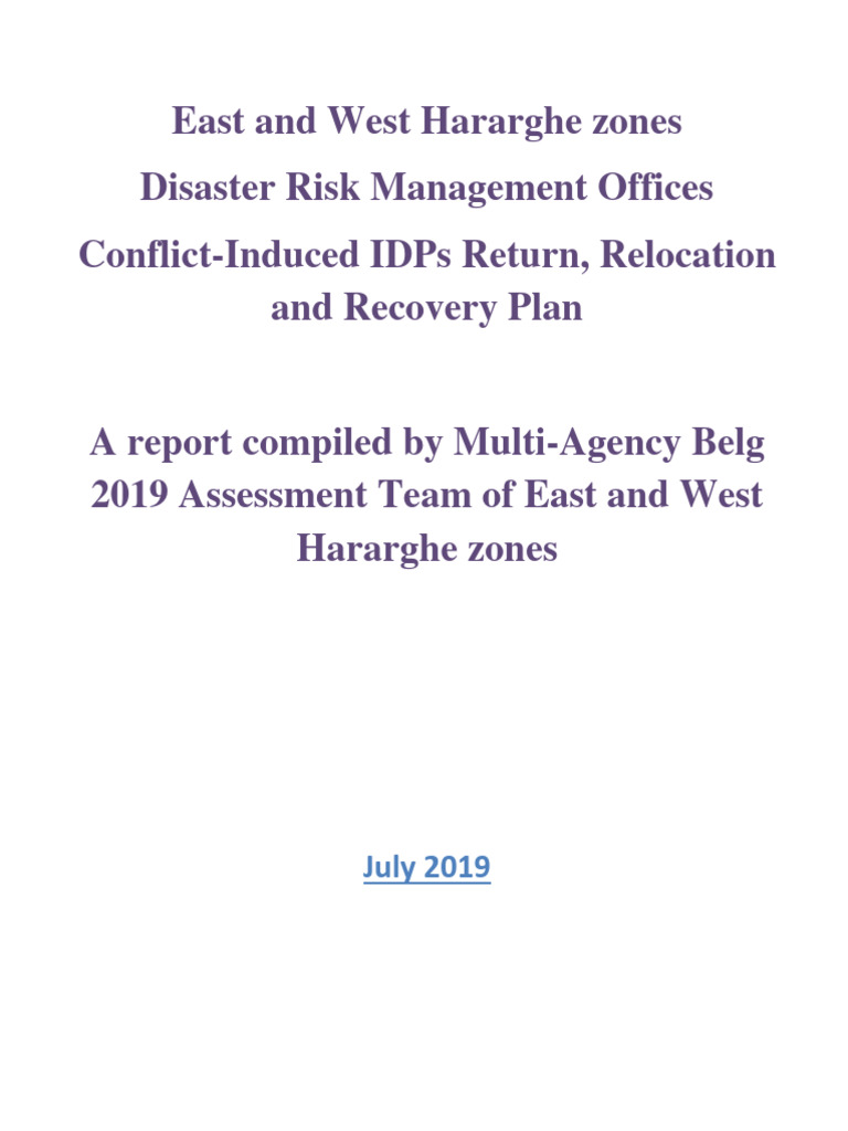 East and West Hararghe Zones Idps Return Relocation and Rehabilitation ...
