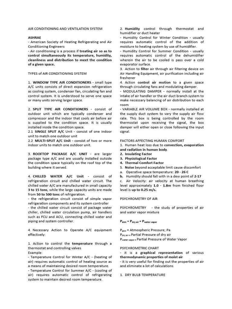 Air Conditioning and Vehtilation System | PDF | Air Conditioning | Humidity