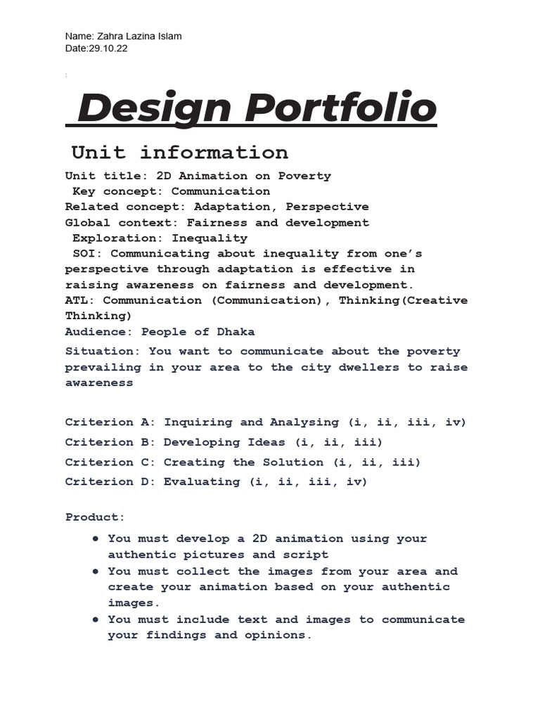 Term-2 Design Portfolio MYP-1 IB | PDF | Poverty | Poverty & Homelessness