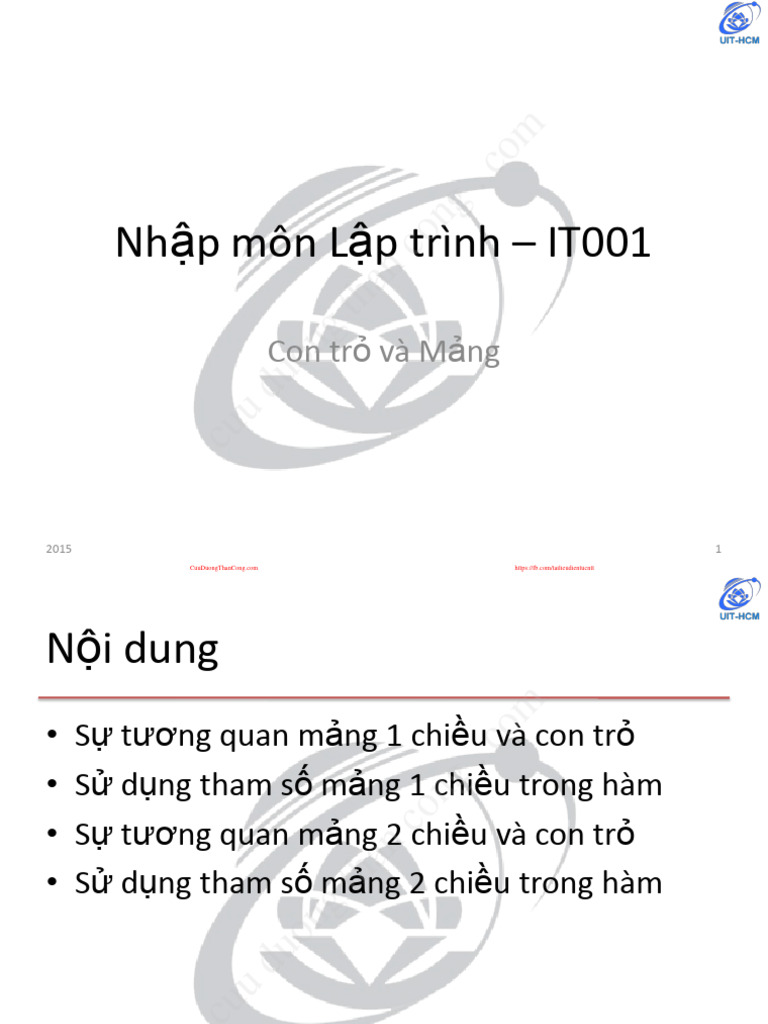 Nhap Mon Lap Trinh Buoi10 Con Tro Va Mang (Cuuduongthancong - Com) | PDF