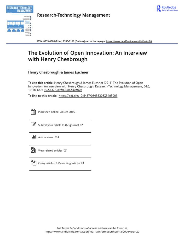 The Evolution of Open Innovation An Interview With Henry Chesbrough ...