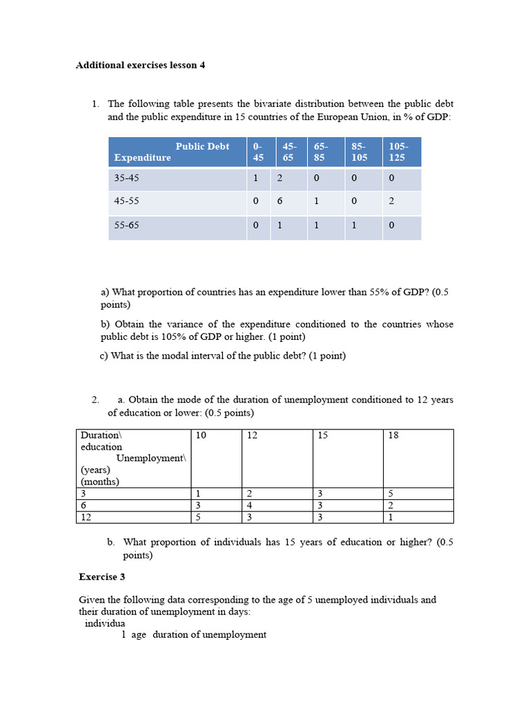 Additional Exercises Lesson 4 | PDF | Multivariate Statistics | Estimation Theory