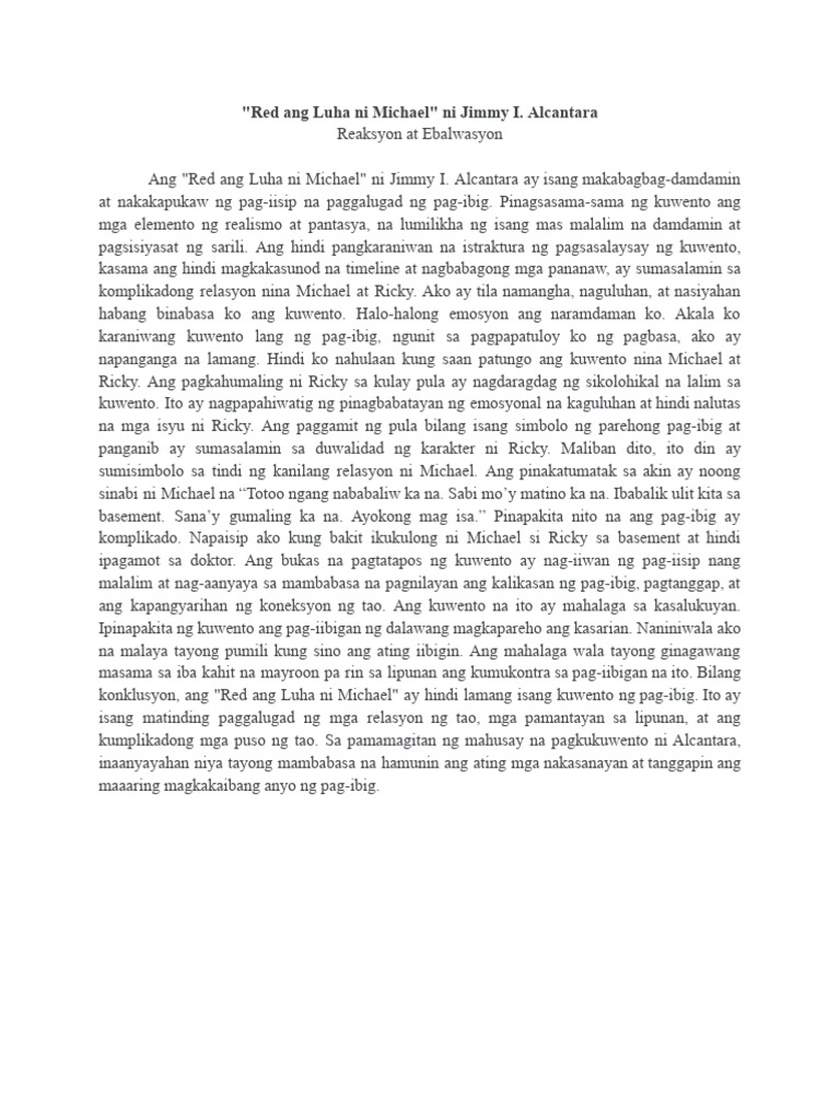 Red Ang Luha Ni Michael | PDF