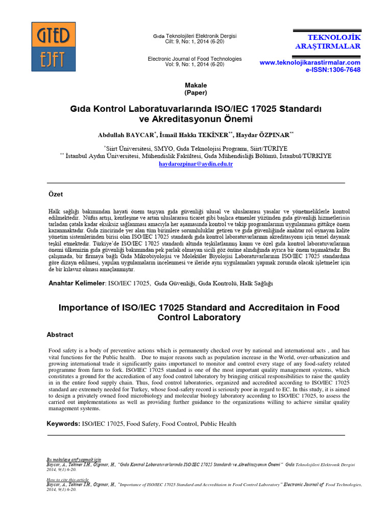 Gida Kontrol Laboratuvarlarinda ISO IEC | PDF