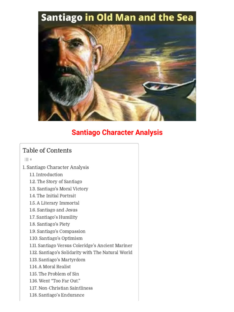 Santiago Character Sketch | PDF | Humility | Ernest Hemingway