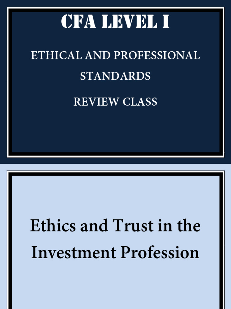 CFA Level I Ethics Review Class Guide | PDF | Insider Trading ...