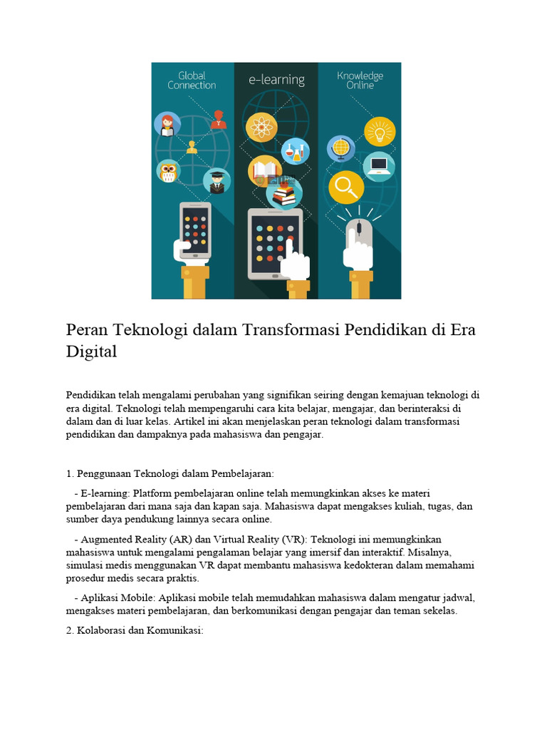 Peran Teknologi Dalam Transformasi Pendidikan Di Era Digital | PDF