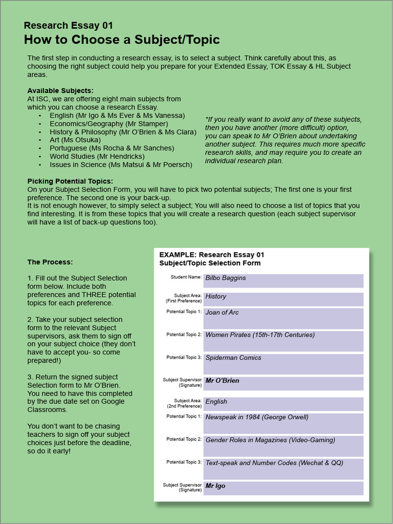 Research Essay Topic Selection Guide | PDF