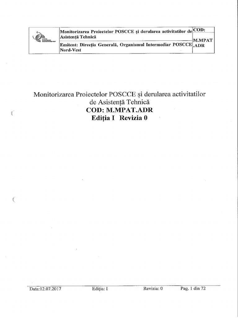 Manual de Proceduri Monitorizarea Proiectelor POSCCE Si Derularea ...