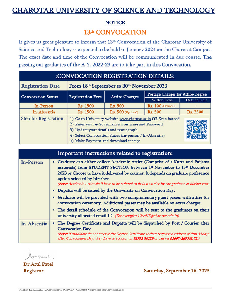 Notice 13th Convocation | PDF