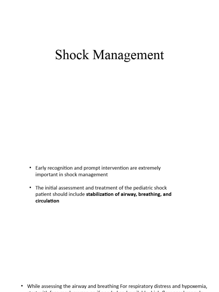 Shock Management | PDF | Shock (Circulatory) | Intravenous Therapy