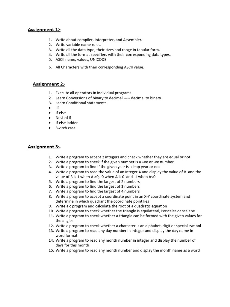 Assignment | PDF | Data Type | Computer Program