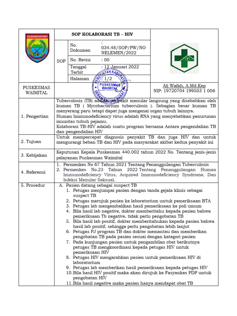 Sop Kolaborasi Tb-Hiv | PDF