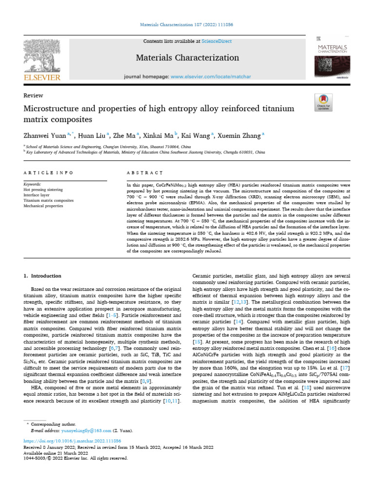 XK - Ma MC 2022 | PDF | Composite Material | Sintering