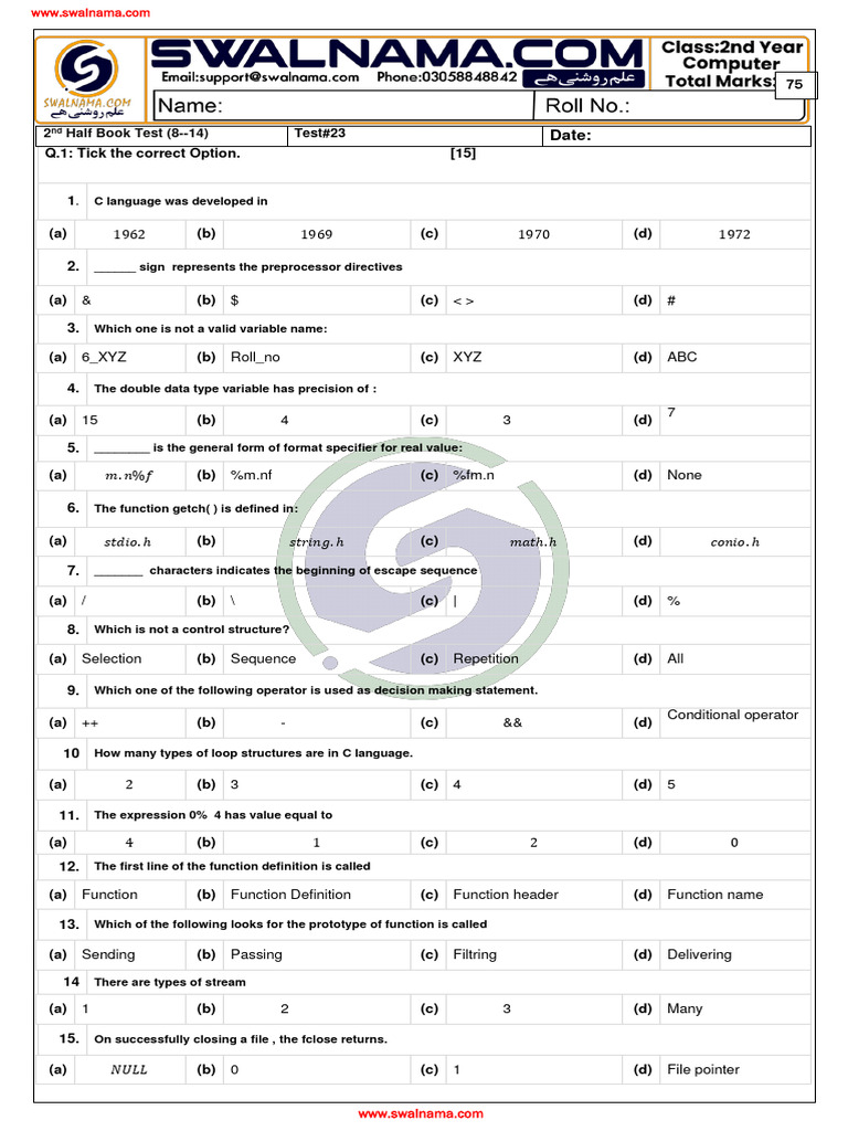T23 2nd Half Book Computer Science 2nd Year Past Papers | PDF | Computer Programming | Computing