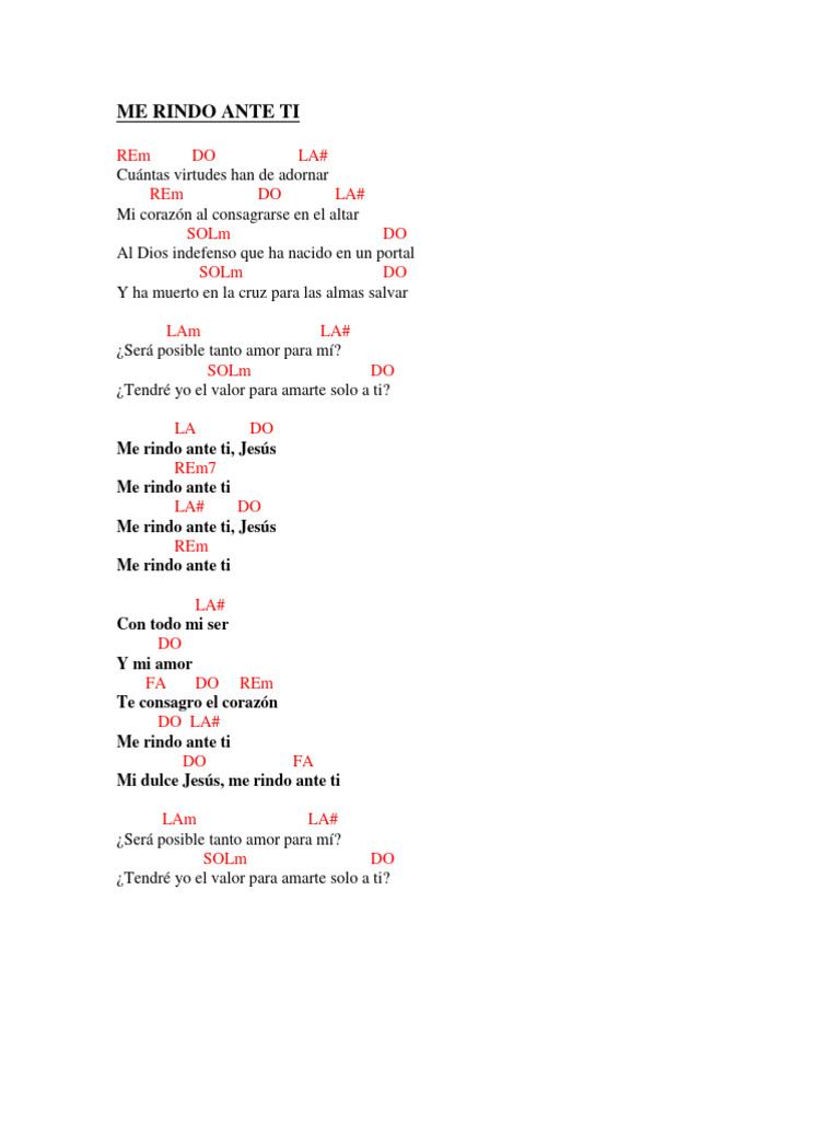 Me Rindo Ante Ti: Letra y Acordes | PDF | Artes del Lenguaje y ...