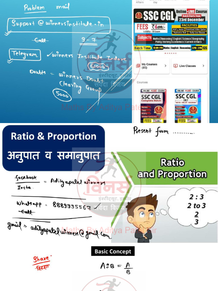 Ratio Proportion Class 1 Notes Cgl Pdf