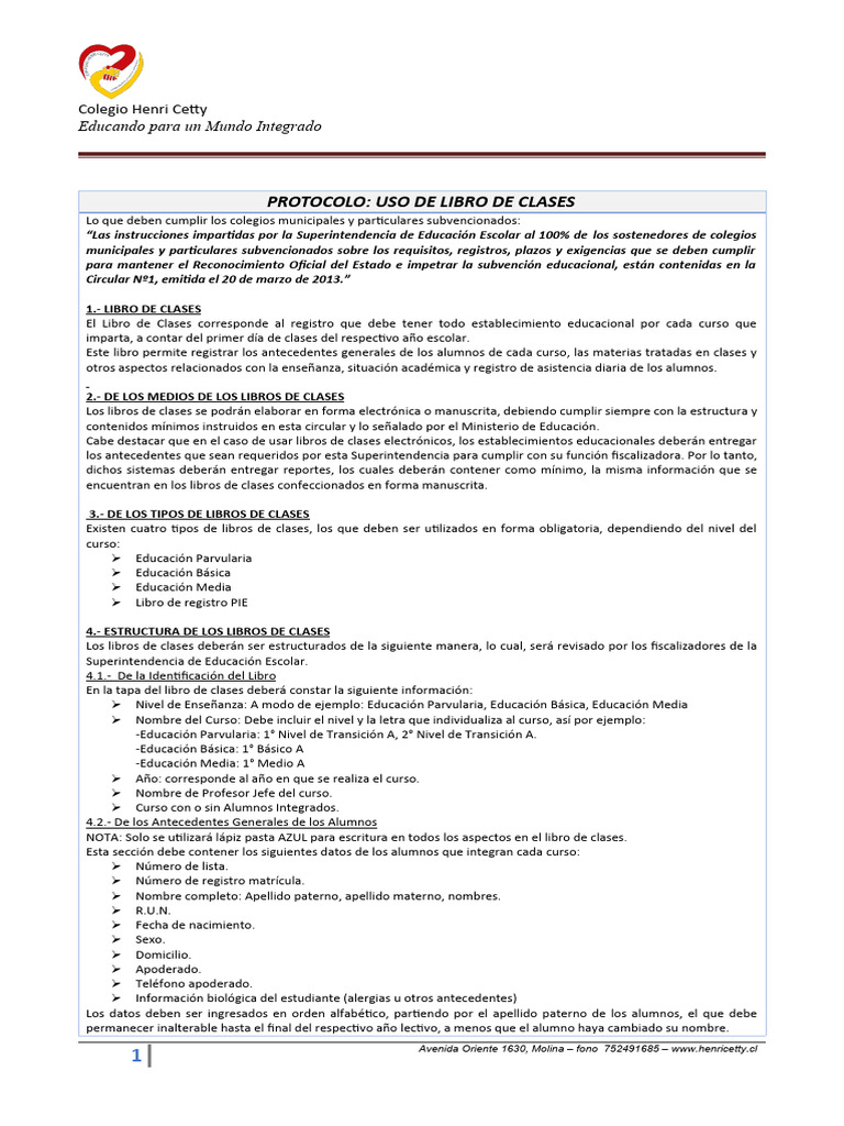 Uso de Libro de Clases | PDF