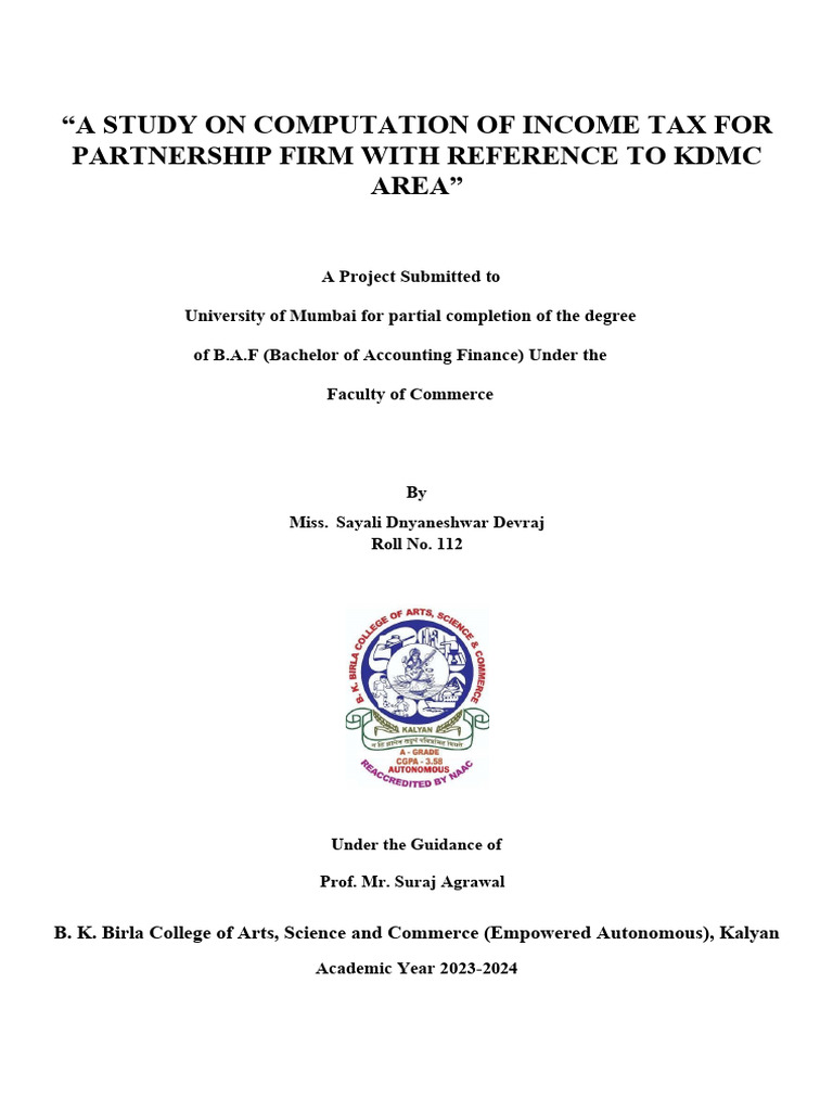 Income Tax Computation for Partnerships | PDF | Partnership | Taxes