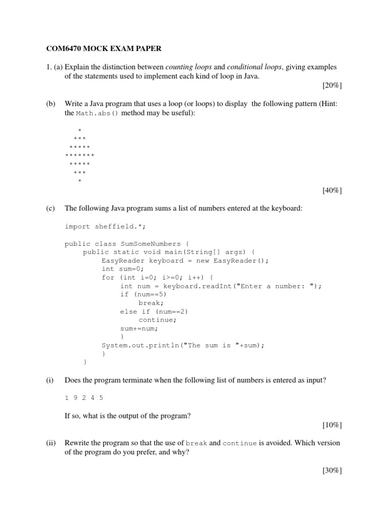Java Mock Exam: Loops, Forest Simulation, OOP Concepts | PDF | Method (Computer Programming ...