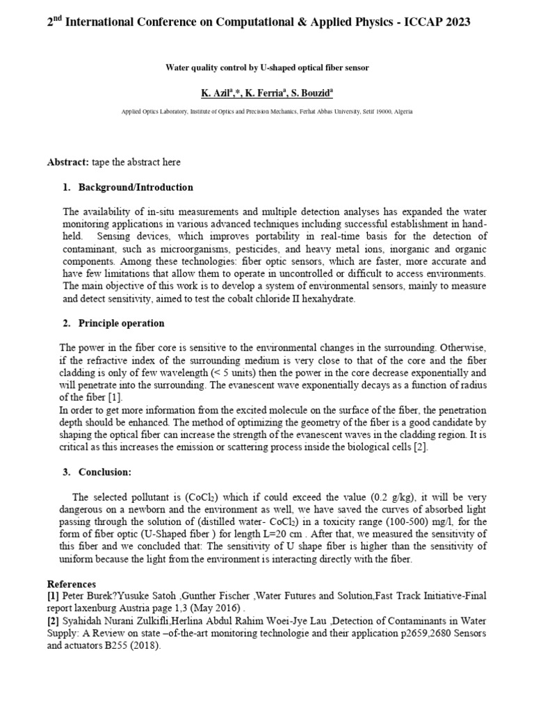ICCAP2023 Abstract Template | PDF | Optical Fiber | Optics