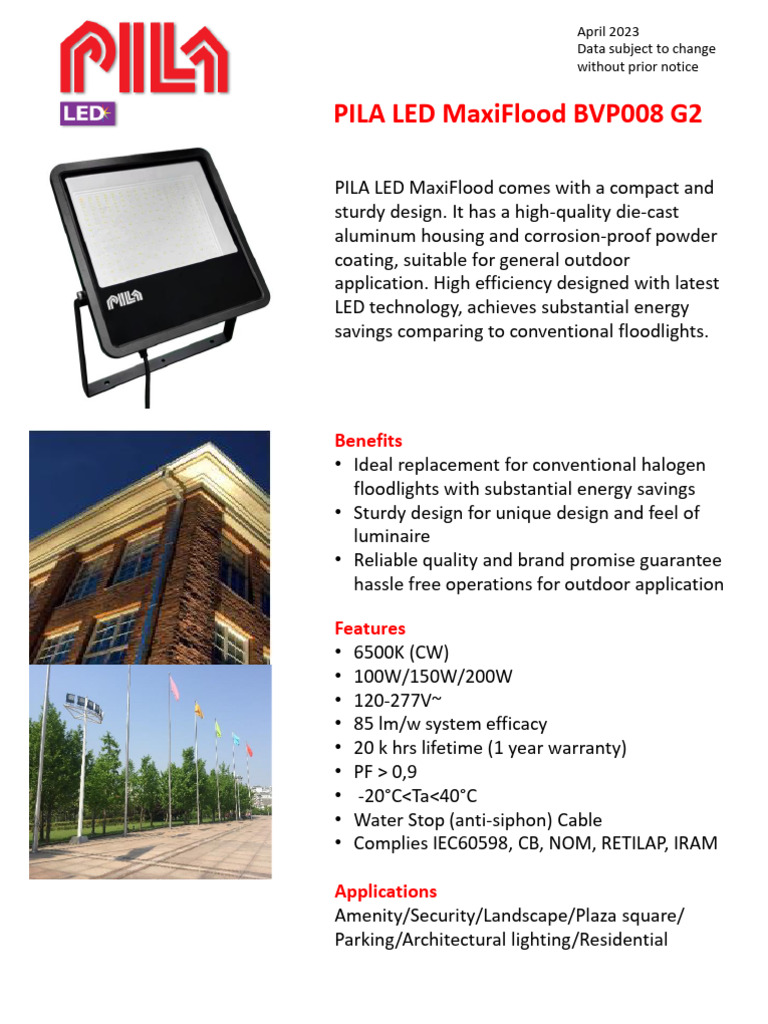 Datasheet - PILA LED MaxiFlood BVP008 G2 | PDF