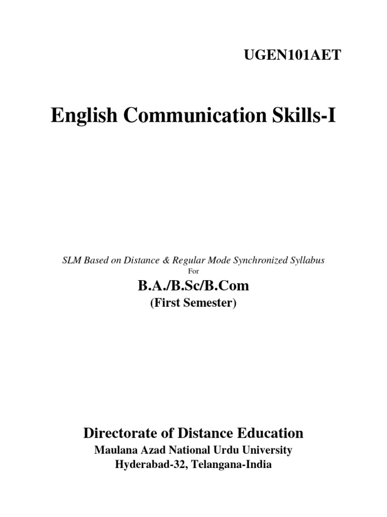 English Communication Skills-I | PDF | Human Voice | Vowel