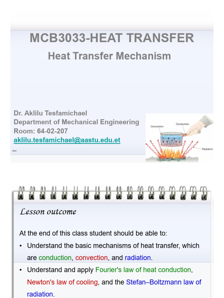 Lecture 2-Fundamentals of Heat Transfer | PDF | Heat Transfer | Thermal ...