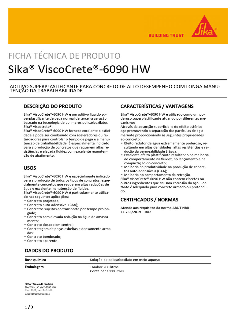 Sika Viscocrete 6090hw | PDF