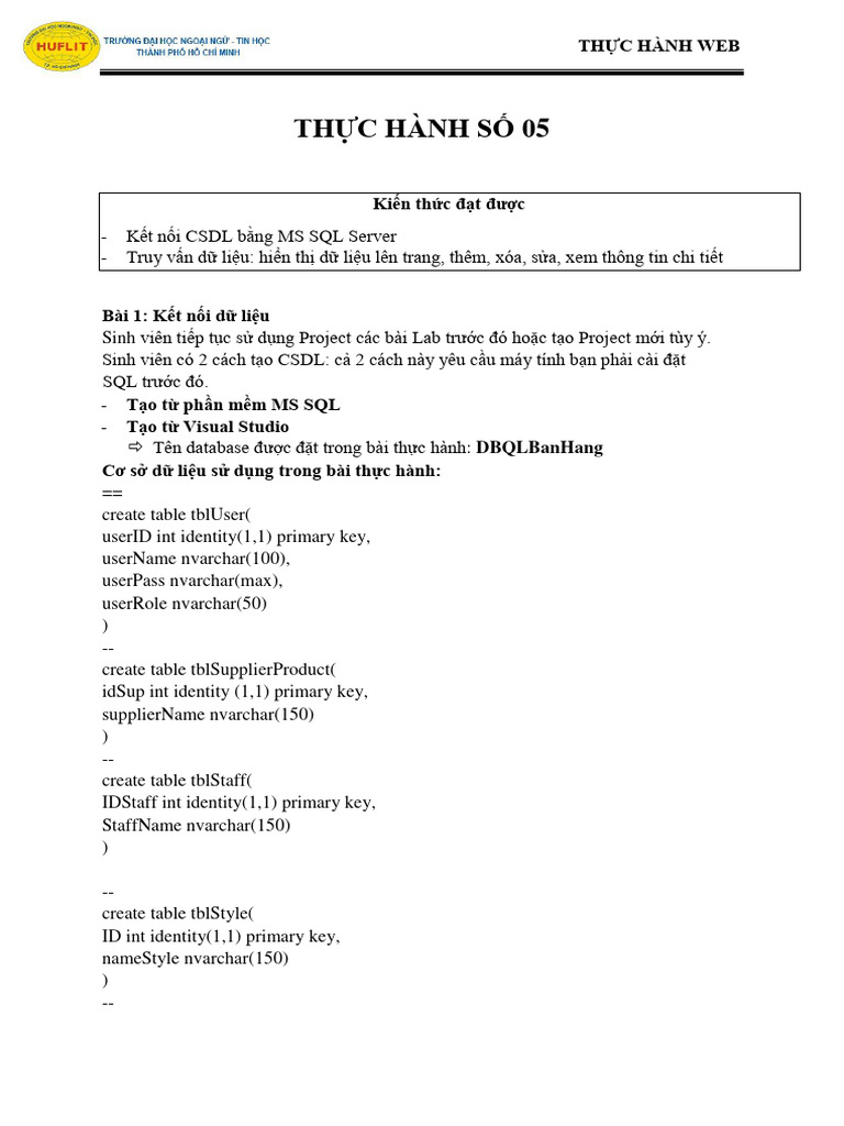 Lab 05 - Connect Database-V2 | PDF