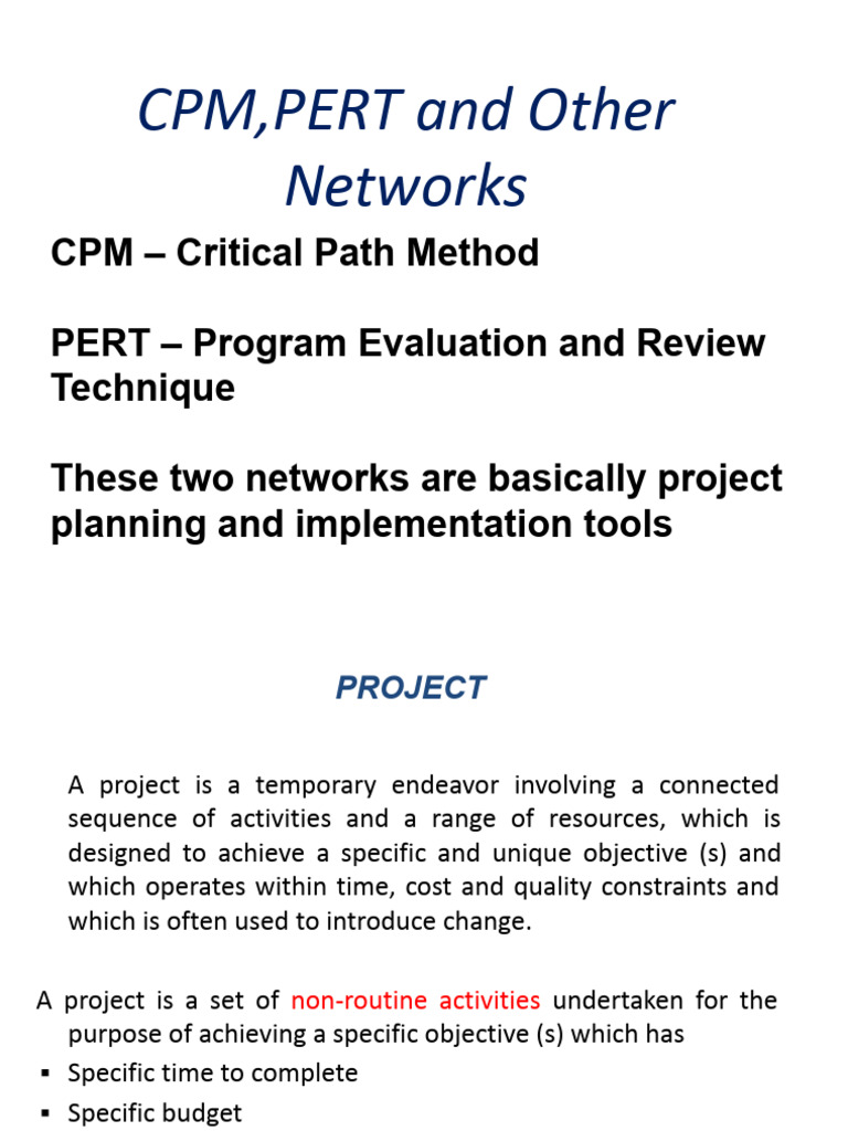 CPM and PERT Project Management Overview | PDF | Analysis | Applied ...