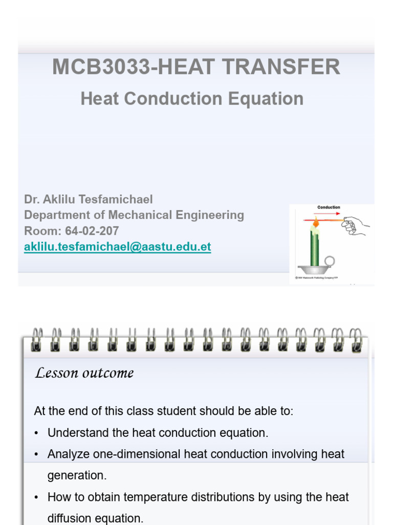 Lecture 3 - Heat Conduction Equation | PDF | Thermal Conduction | Heat