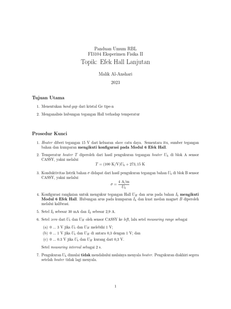 Guide Efek Hall-1 | PDF