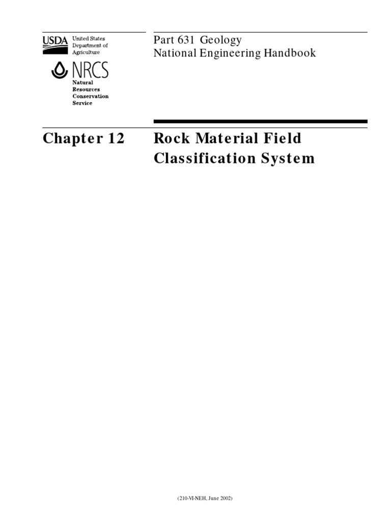 Rock Material Field Classification System: Part 631 Geology National ...
