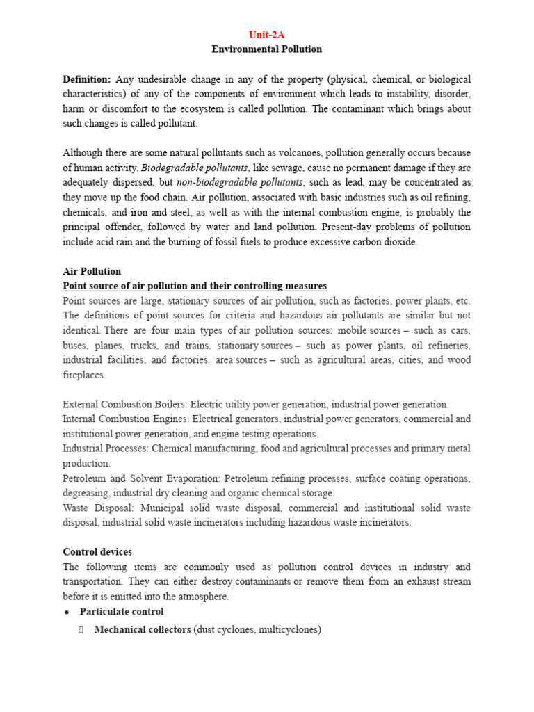 Air Pollution Control Devices Overview | PDF | Combustion | Smog