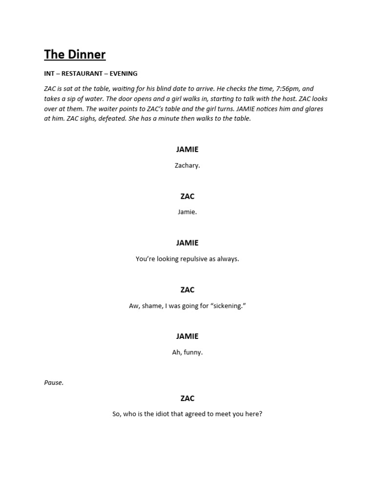 Awkward Blind Date Dinner Drama | PDF