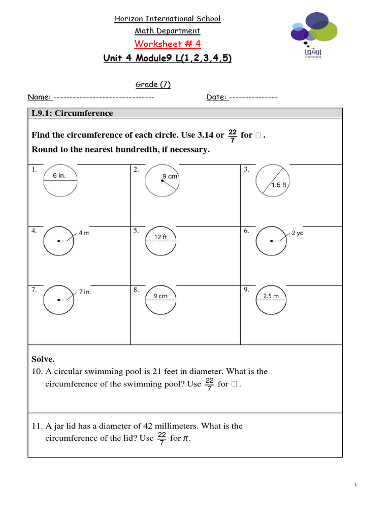 G7 U4-Mod9 Worksheet | PDF | Area | Geometric Objects