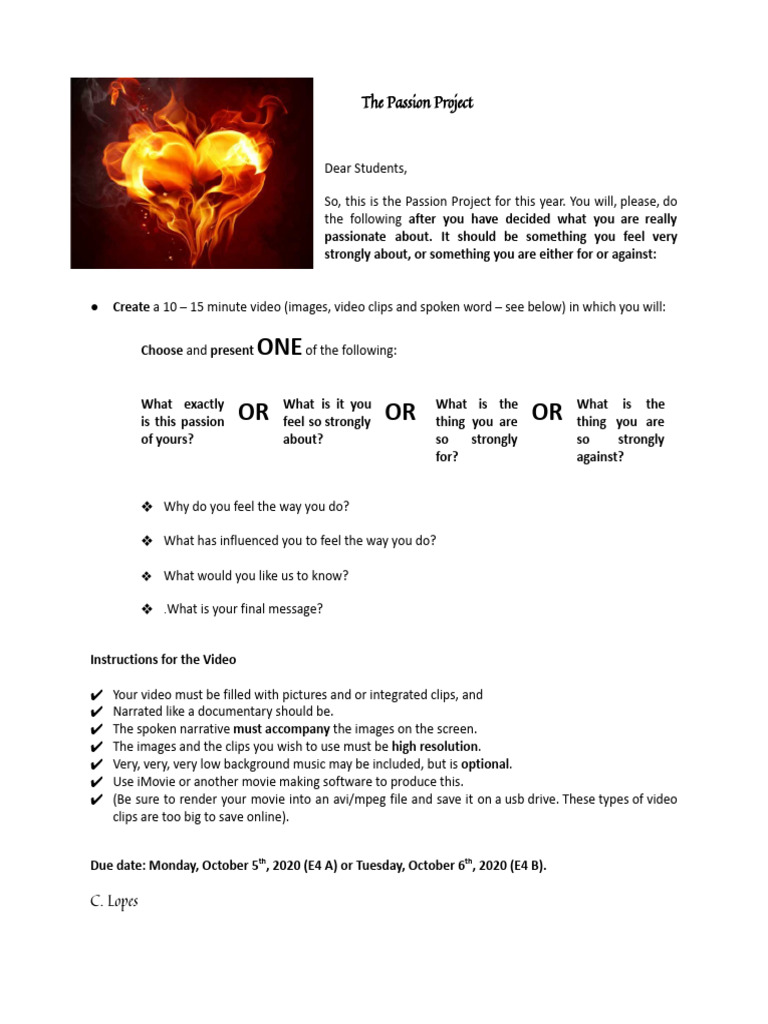 The Passion Project | PDF
