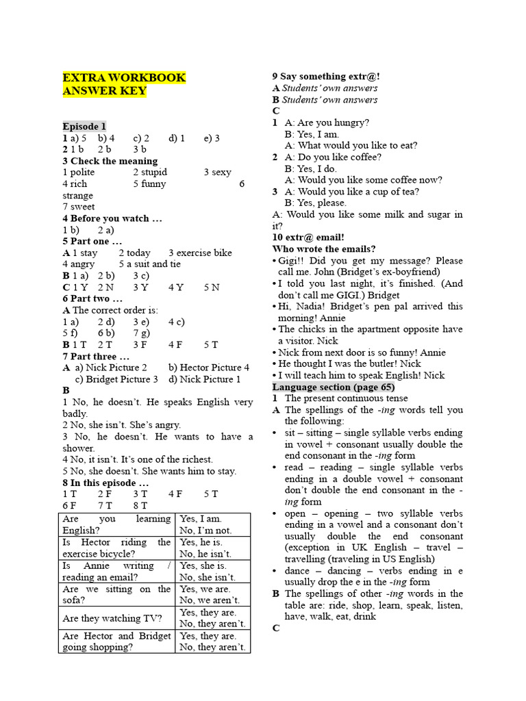Extra Answer Key | Download Free PDF | English Language | Consonant