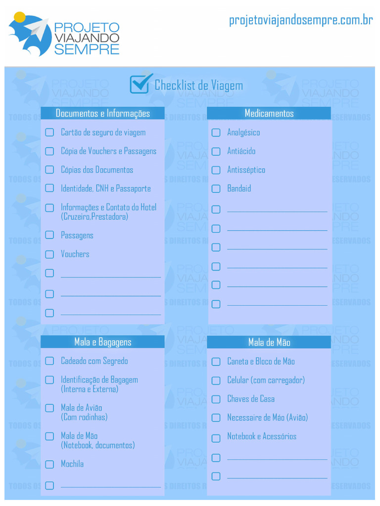 PVS Checklist Ninja de Viagem | PDF