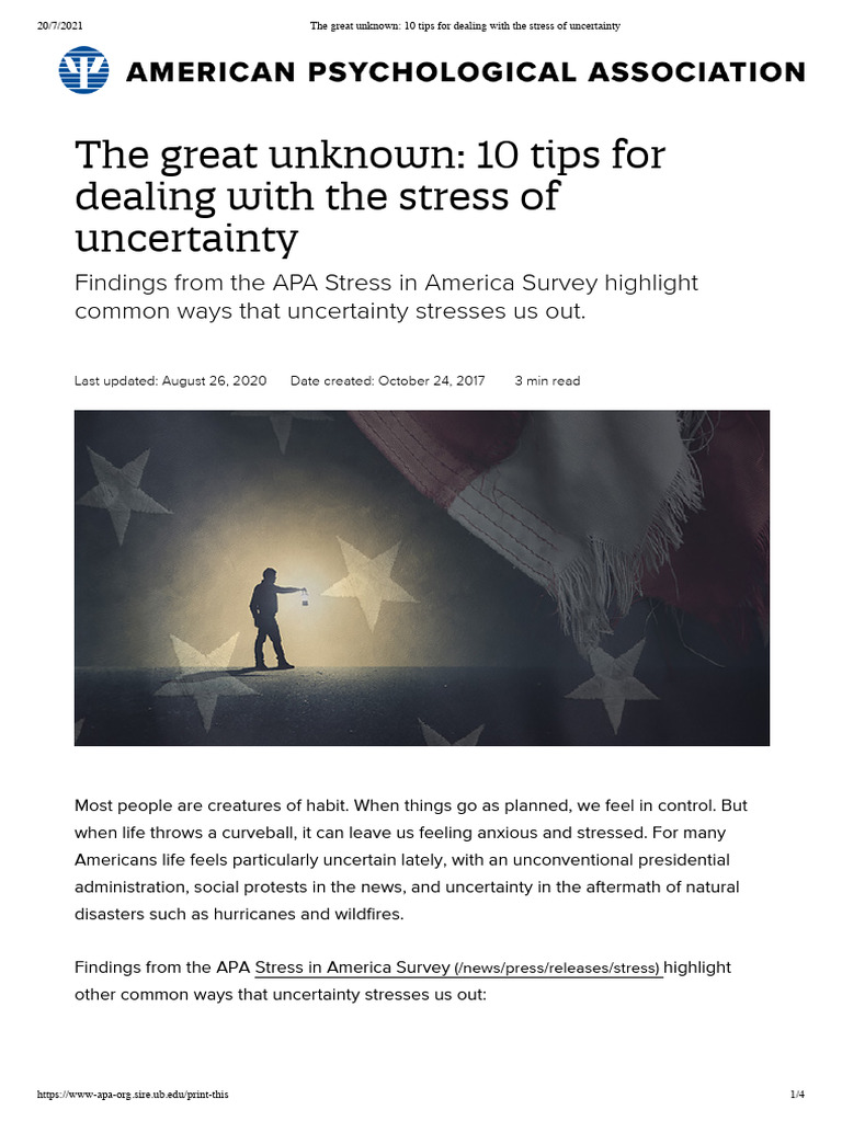 The Great Unknown - 10 Tips For Dealing With The Stress of Uncertainty ...