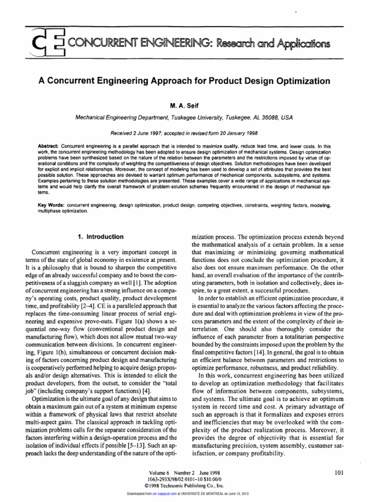 Concurrent Engineering for Design Optimization | PDF | Mathematical ...