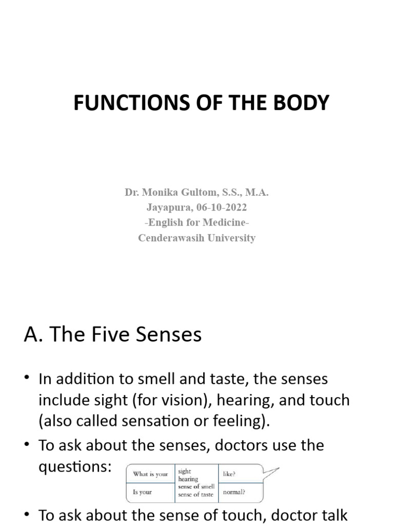 Functions of The Body | PDF | Breathing | Senses